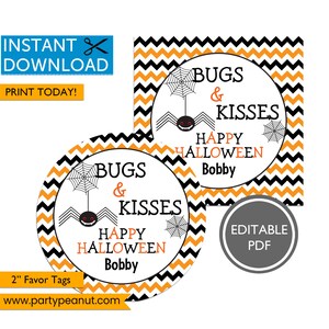 Bugs and Kisses Halloween Tag Kids Teachers Halloween Treat - Etsy