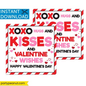 Hugs and Kisses, Valentine Tags, Teacher Valentine, School Valentine ...