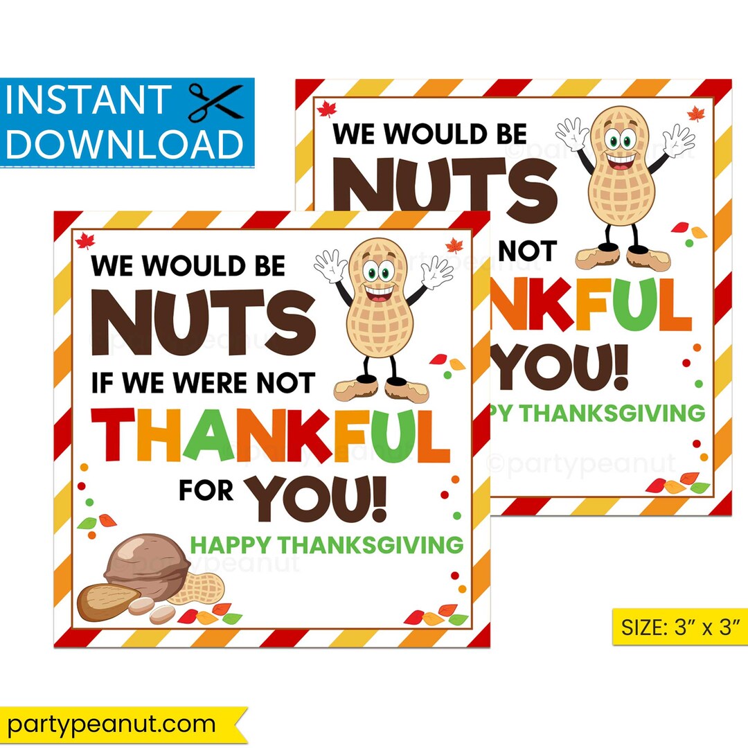 Thanksgiving Tags, Nuts Gift Tag, Thanksgiving Gift Teacher ...