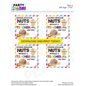 Nuts Gift Tag, Teacher Appreciation Week, Teacher Gift, Teacher Nut ...