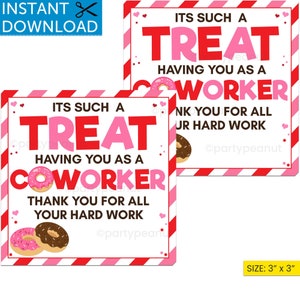 Coworker Treat, Donut Valentine Tags, Donuts Gift, Coworkers Thank You ...