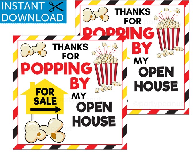 Open House Popping by Tag Popcorn Real Estate Agents Thank You Gift ...