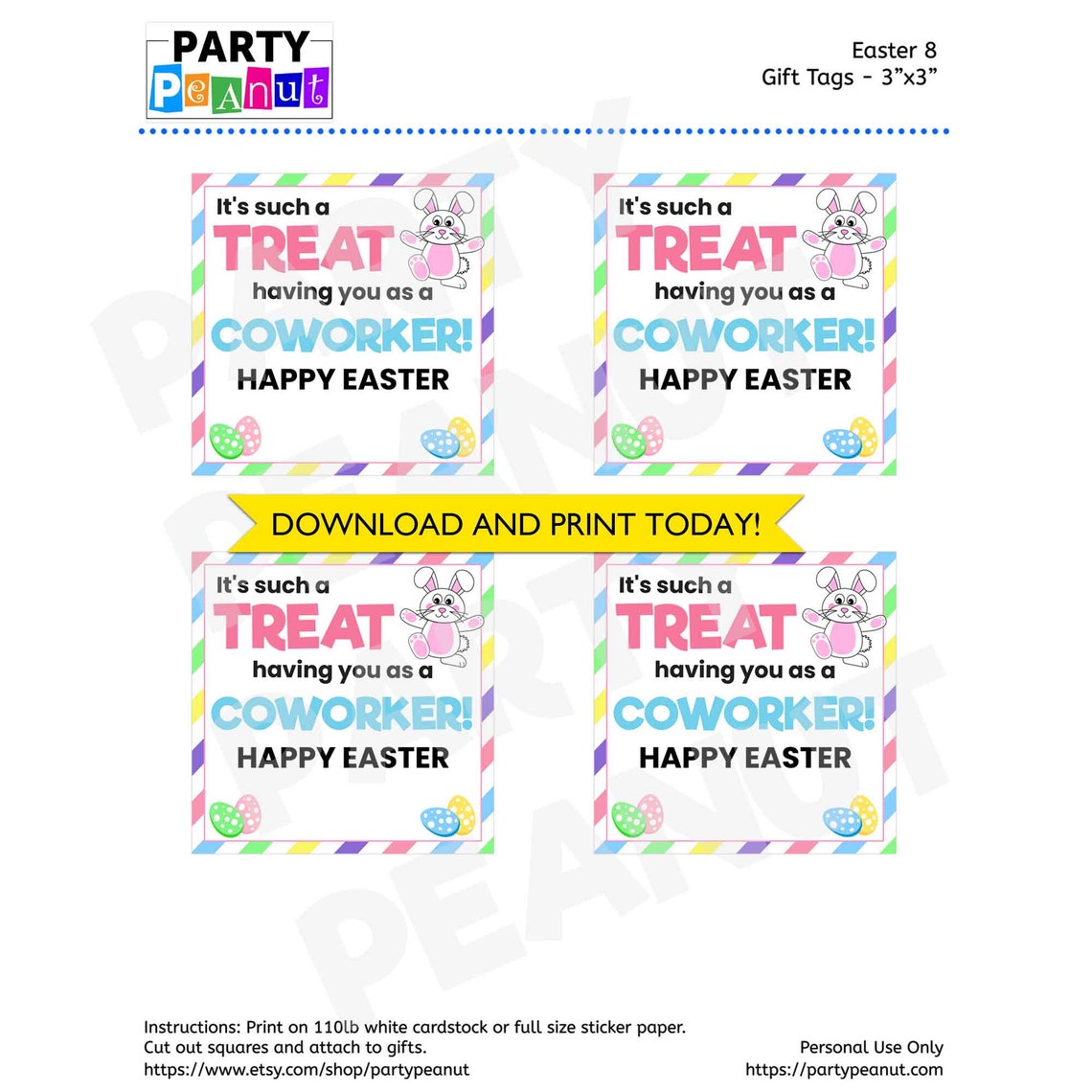 Easter Coworker Gift Tags, Coworker Treat Tag, Easter Gift Tag, Office ...