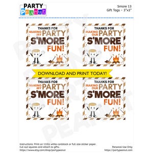 Smore Camping Party, Smore Fun, S'more Thank You Tag Printable, S'more ...