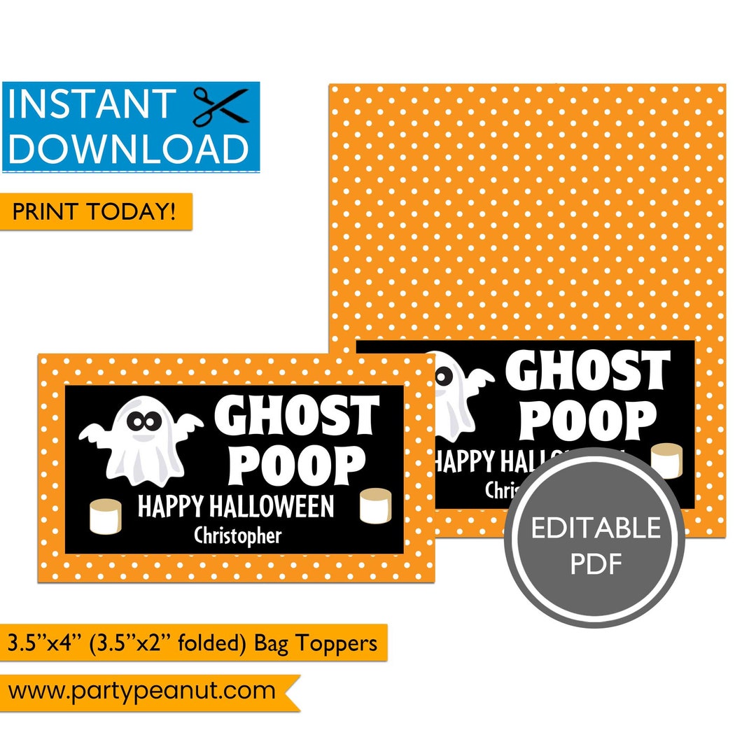 Ghost Poop Bag Topper Treat Topper Halloween Gift Tag - Etsy