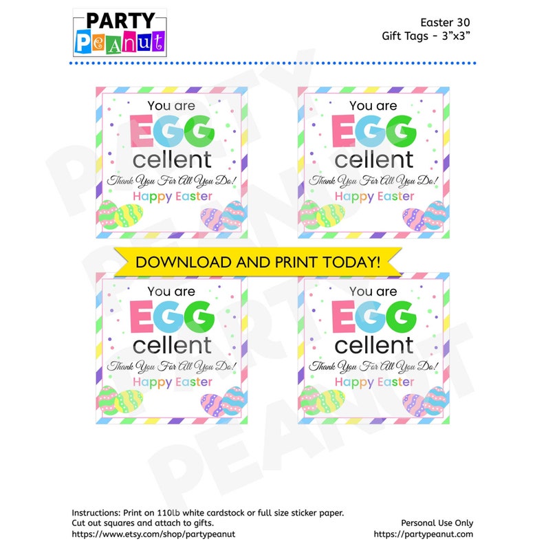 Eggcellent Easter Tag, Easter Gift Tags, Teacher Gift, Kids Easter Gift ...