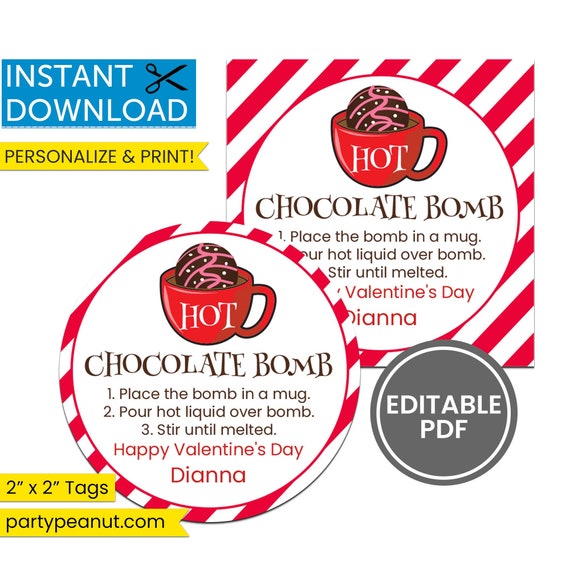 Hot Chocolate Valentine Hot Cocoa Bomb Youre the Bomb Printable ...