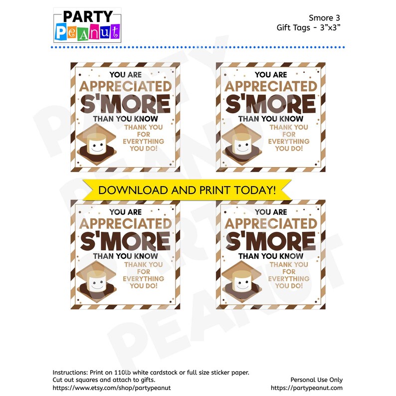 Appreciated Smore Tags, Teacher Appreciation, Smores Gift Tags, Teacher ...