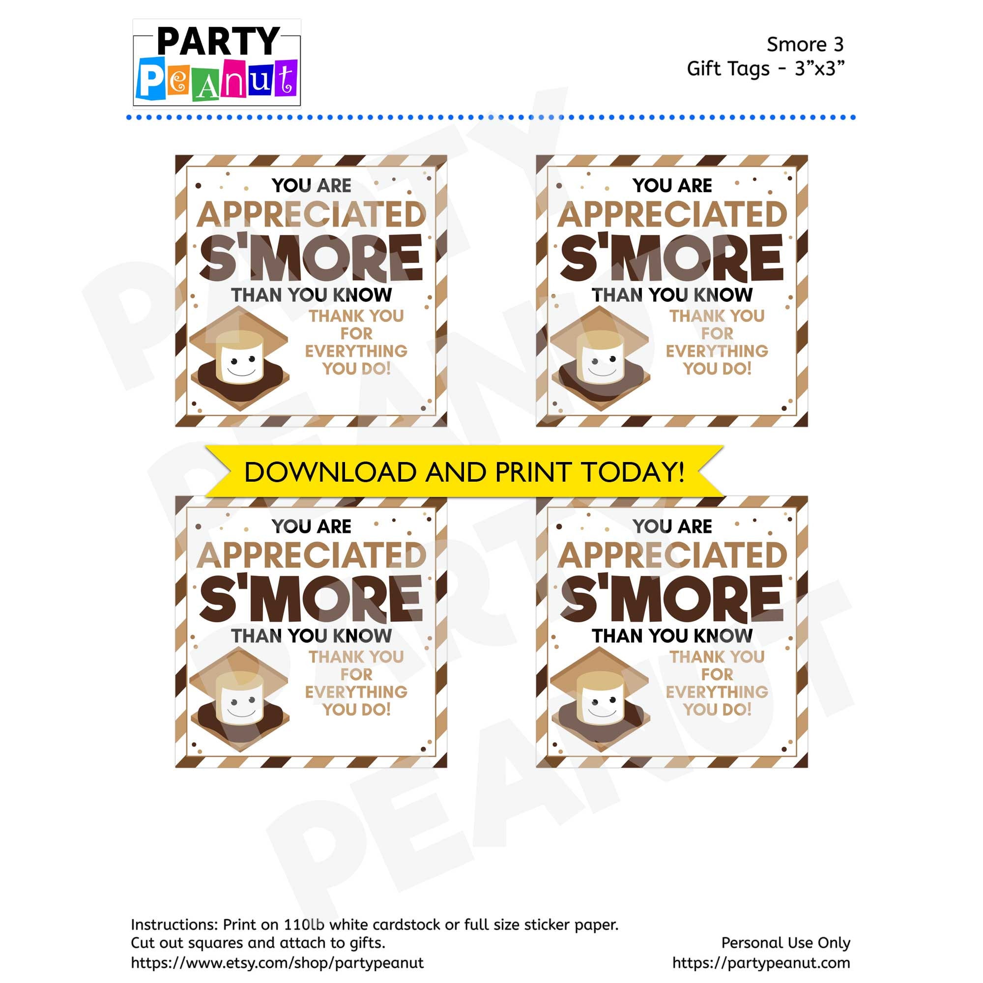 Appreciated Smore Tags, Teacher Appreciation, Smores Gift Tags, Teacher ...