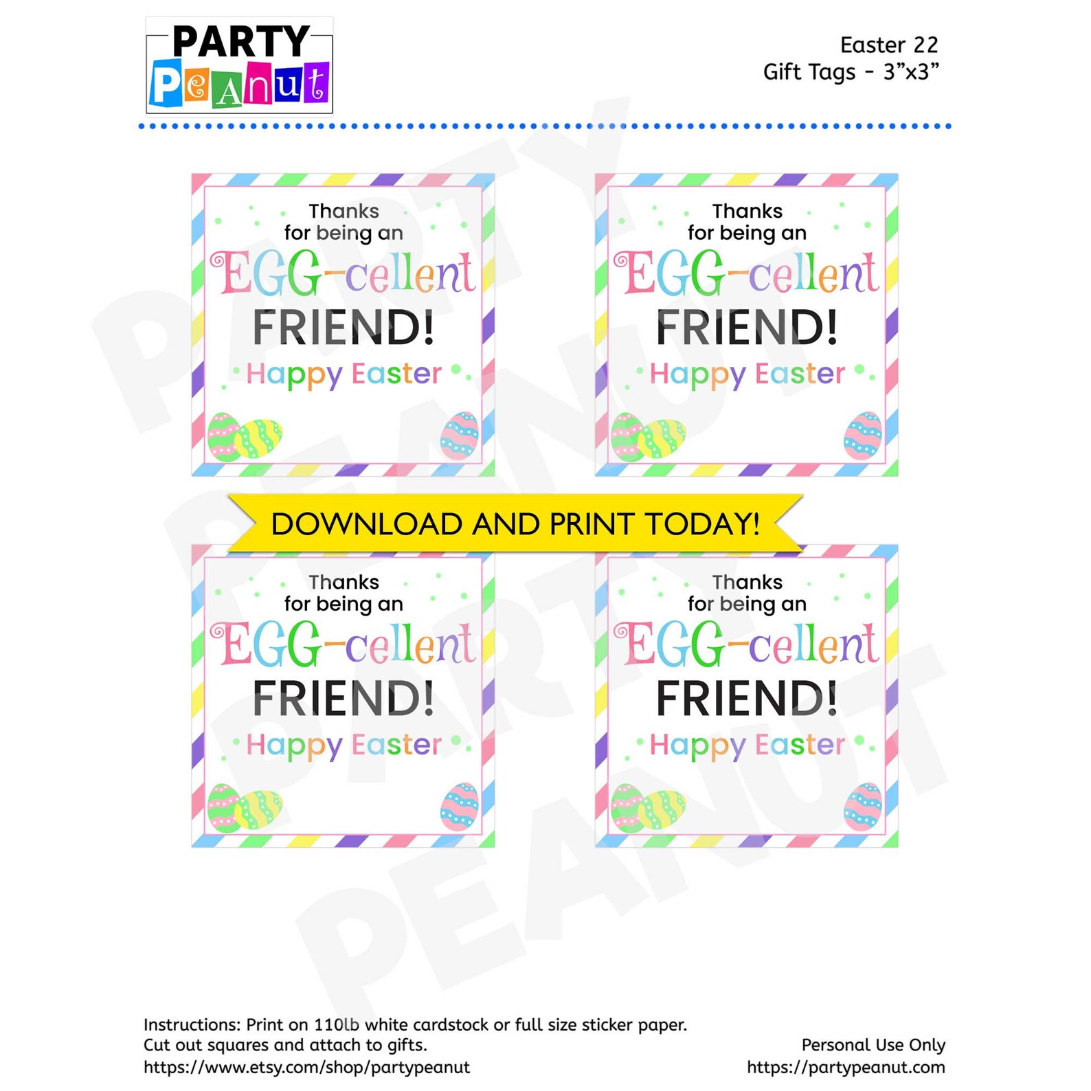 Easter Gift Tags Eggcellent Friend Easter Friend Gift Friend ...