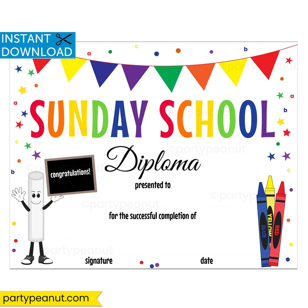 Sunday School Diploma, Sunday School Certificate, School Printables ...