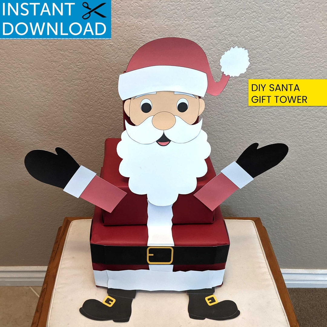 Santa Gift Tower, Santa Gift Box Tower, Santa Box Tower, Santa Wrapping ...