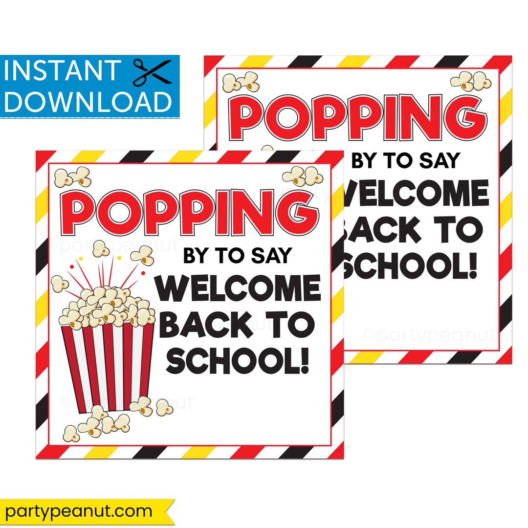 Popcorn Tag Printable, Back to School, Popcorn Treat, Popping By ...