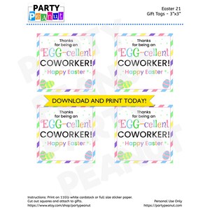 Coworker Easter Gift Tags, Coworker Gift, Easter Tags, Coworker Treat ...