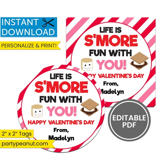Smore Fun Valentines Day Printables Teacher Valentine Gift Kids ...