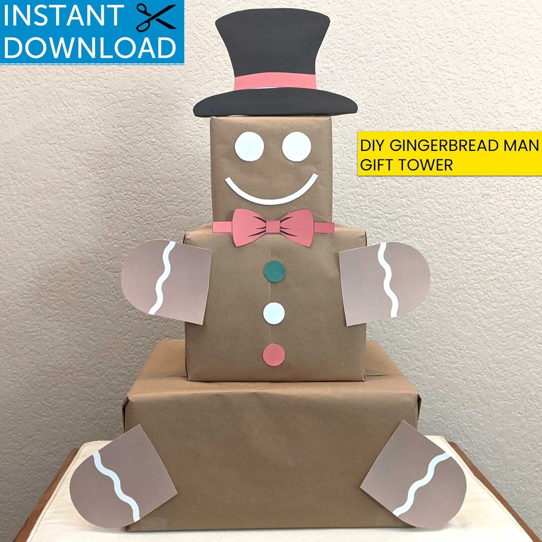Gingerbread Man Gift Tower, Gingerbread Man Box Tower, Printable ...