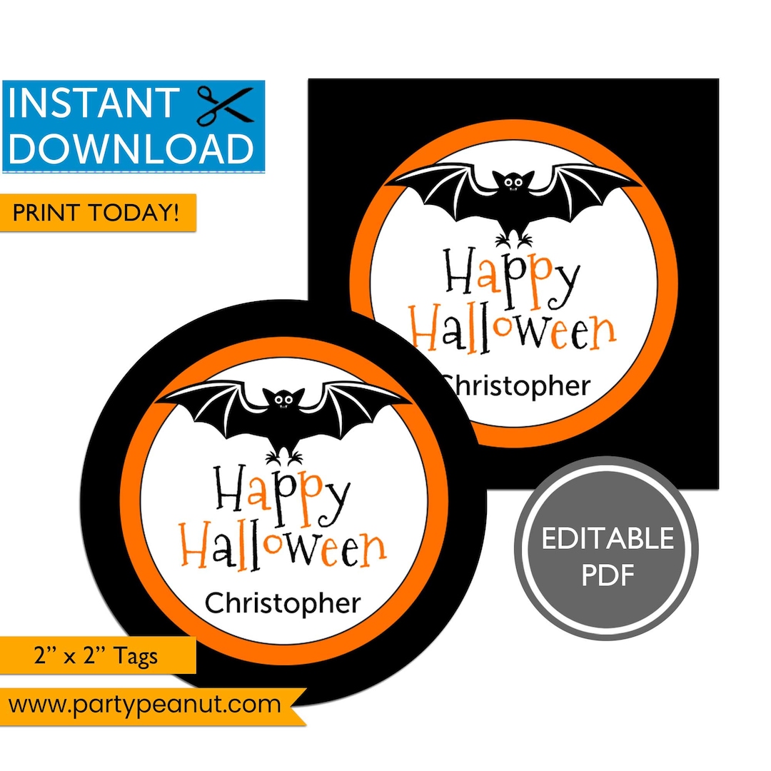 Halloween Gift Tags Editable Halloween Favor Tags Kids - Etsy