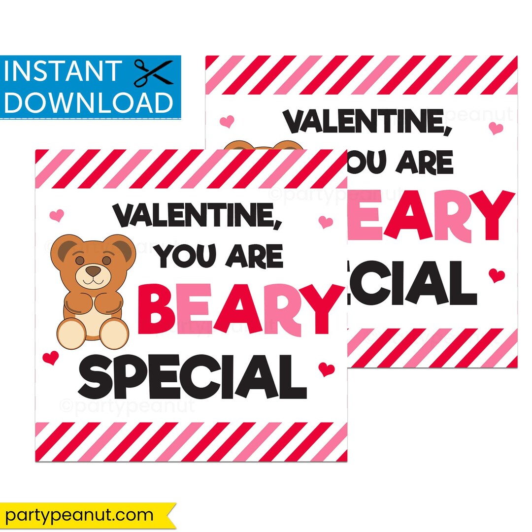 Bear Valentine Tag, Valentines Day Tag, Valentine Teacher, School ...