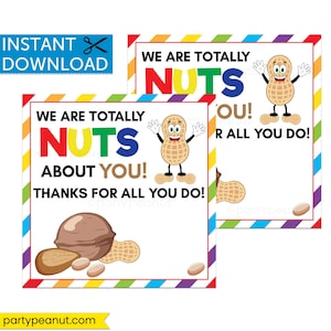 Nuts About You, Nut Gift Teacher Appreciation Week, Peanut Gift Tag ...