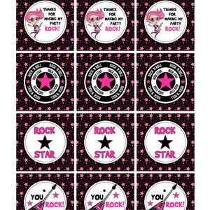 You Rock, Rock Star Gift Tags, Rockstar Girl, Rock Star Party Favor ...