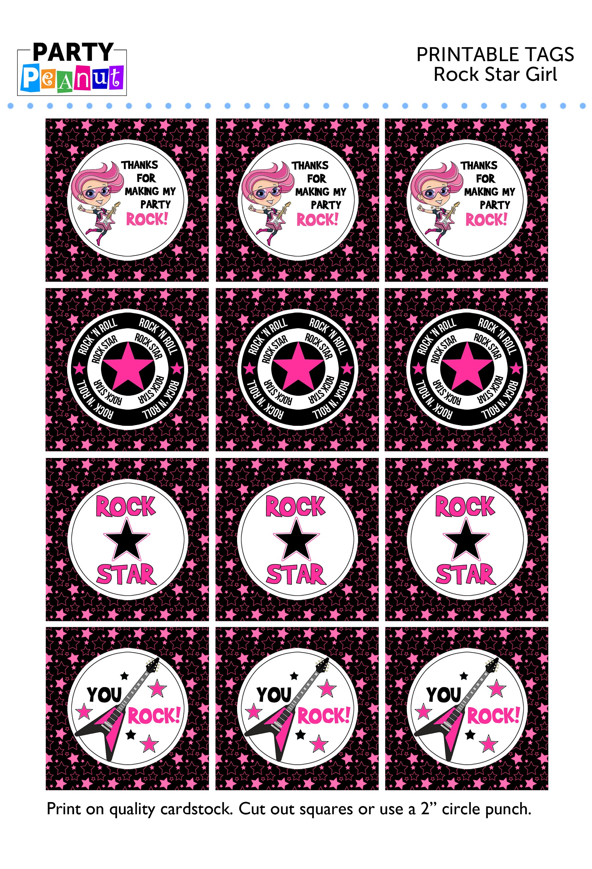 You Rock, Rock Star Gift Tags, Rockstar Girl, Rock Star Party Favor ...