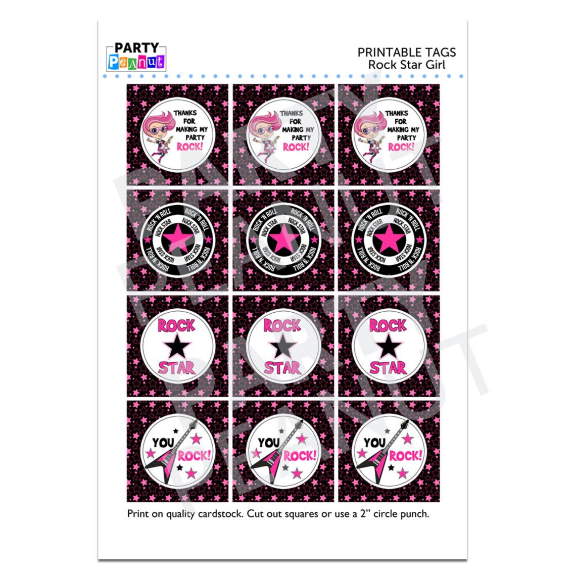 You Rock, Rock Star Gift Tags, Rockstar Girl, Rock Star Party Favor ...