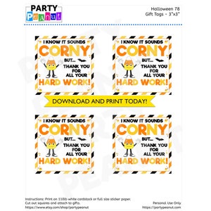 Coworker Halloween Gift, Printable Halloween Tags, Candy Corn ...
