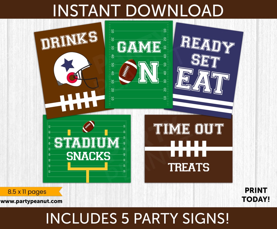 Football Signs Football Party Decor Football Concessions Sign Food ...