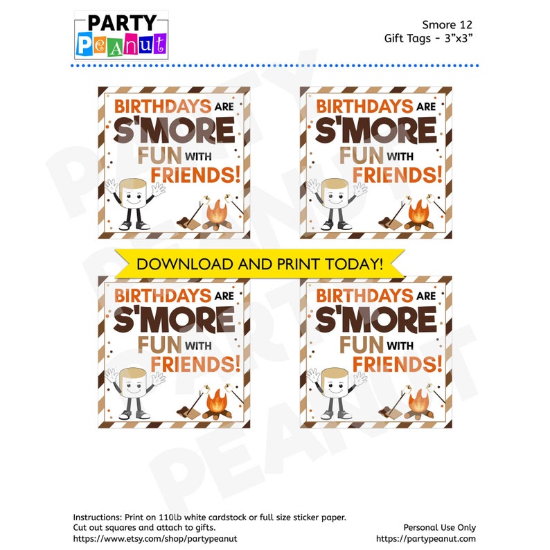 Birthdays Are S'more Fun With Friends Gift Tag Printable, Smore Camping ...