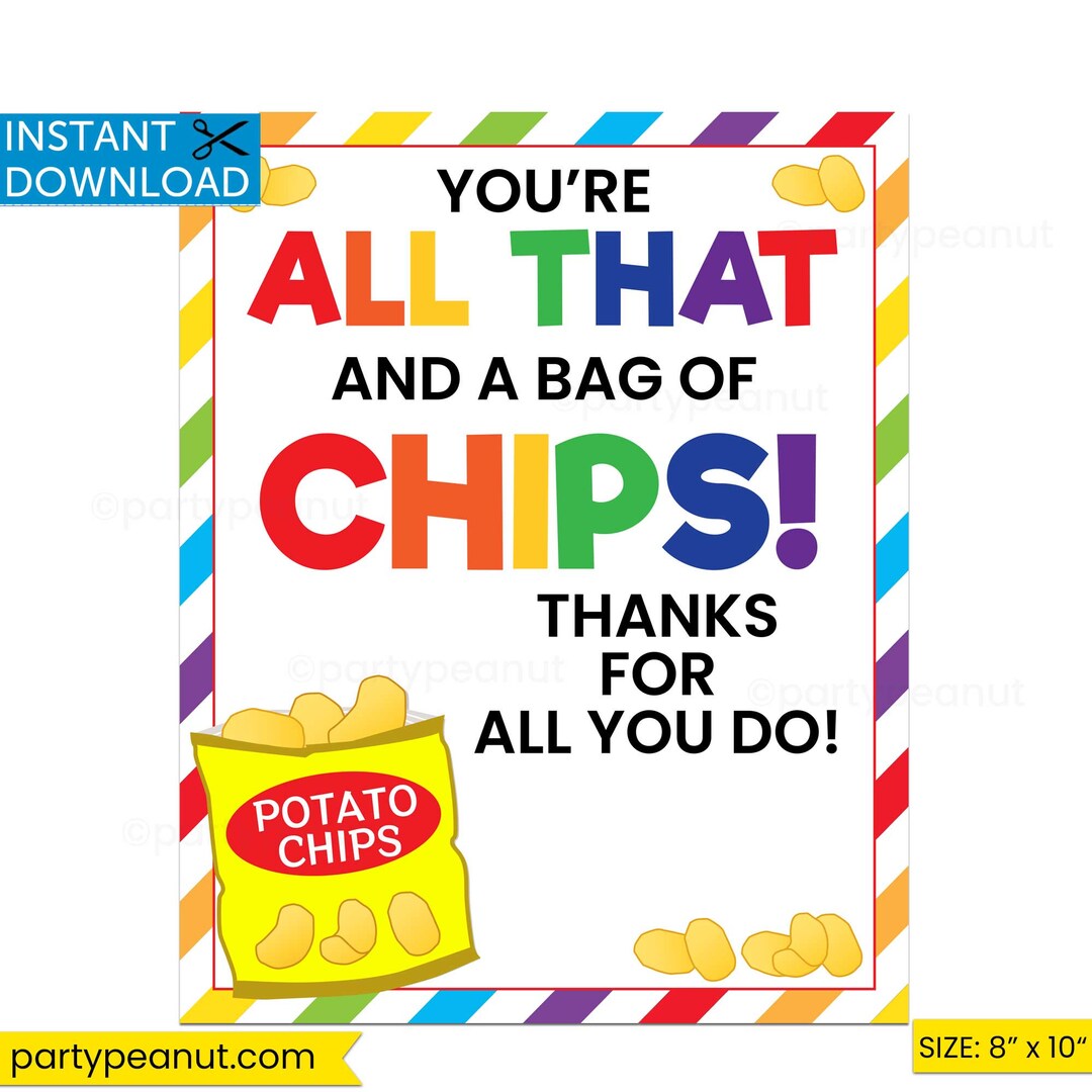 Potato Chips Sign, Employee Apprecation, Office Gift, Thank You Sign ...
