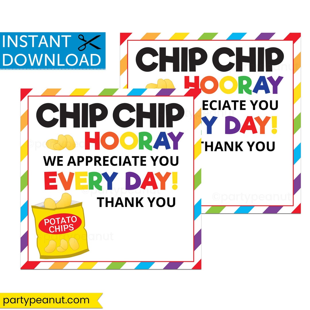 Potato Chips Gift Tag Chip Chip Hooray Gift Tag Teacher - Etsy