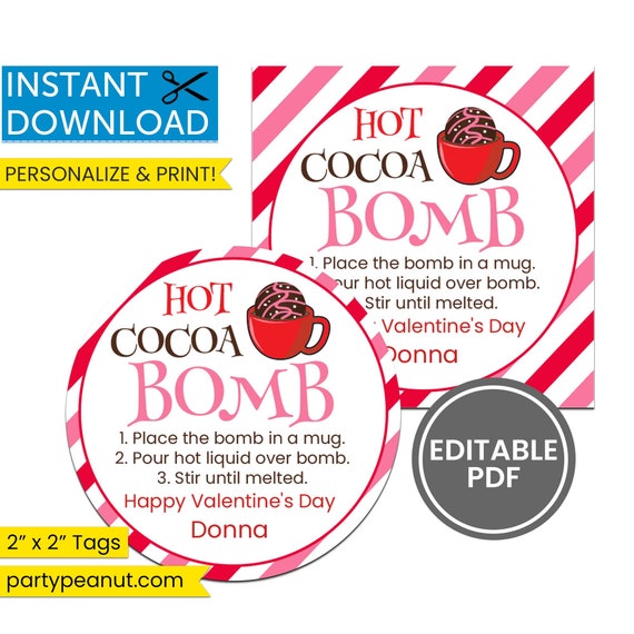 Hot Cocoa Bomb Printable Valentines Gift For Teacher Appreciation ...