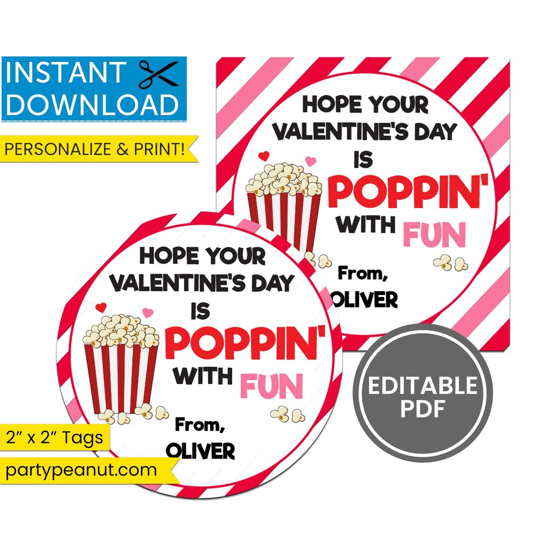 Popcorn Valentine, Popping Valentines Day, Teacher Valentine, Poppin ...