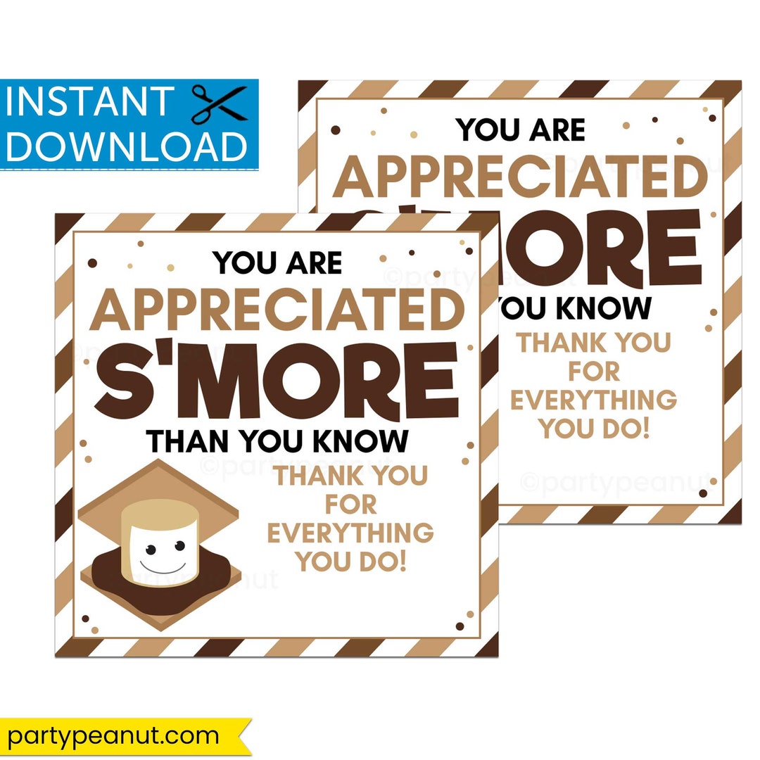 Appreciated Smore Tags, Teacher Appreciation, Smores Gift Tags, Teacher ...