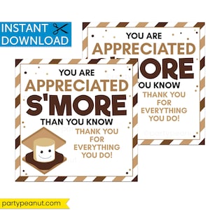 Appreciated Smore Tags, Teacher Appreciation, Smores Gift Tags, Teacher ...