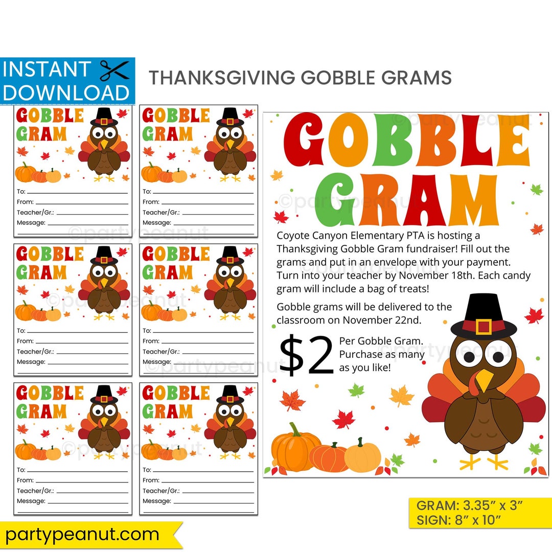 Gobble Grams, Thanksgiving Candy Gram Fundraiser, School Fundraising ...
