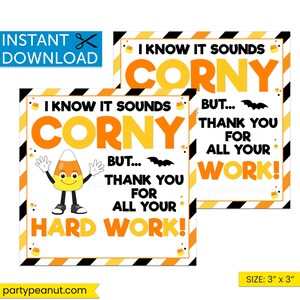 Coworker Halloween Gift, Printable Halloween Gift Tags, Candy Corn ...