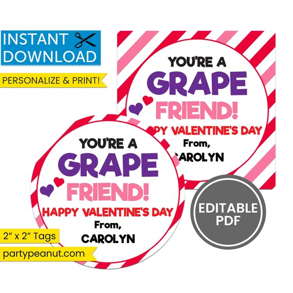 You're A Grape Friend, Valentines Day, Printables, Friend Valentine ...