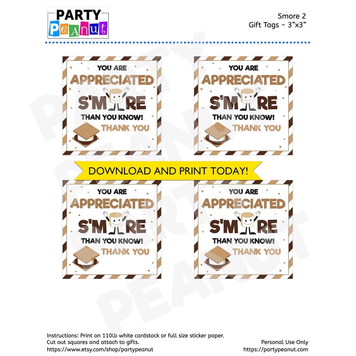 Smore Appreciation Tags Teacher Gift Tags Smore Teacher - Etsy