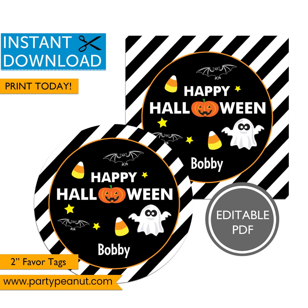 Halloween Gift Tags, Printable Halloween Favor Tags, Teachers, Kids ...