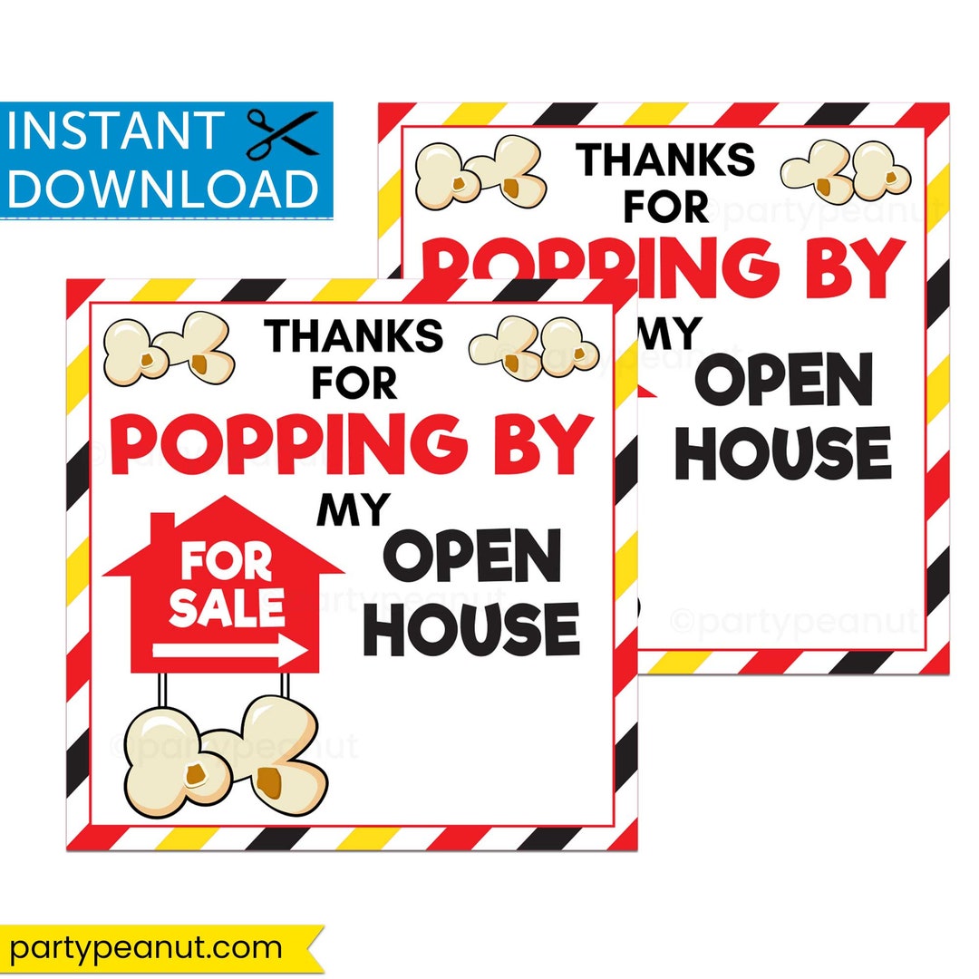 Realtor Popcorn Gift Tag, Popping By, Open House, Realtor Thank You ...