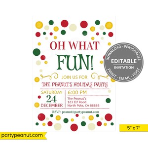 Editable Christmas Party Invitation Template Oh What Fun - Etsy