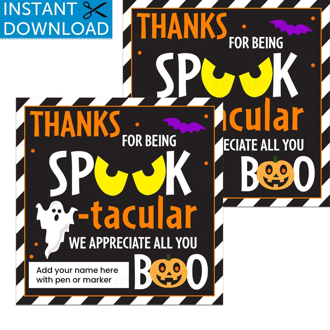 Halloween Treat Tag, Thank You Tag, Halloween Teacher Gift, Halloween ...