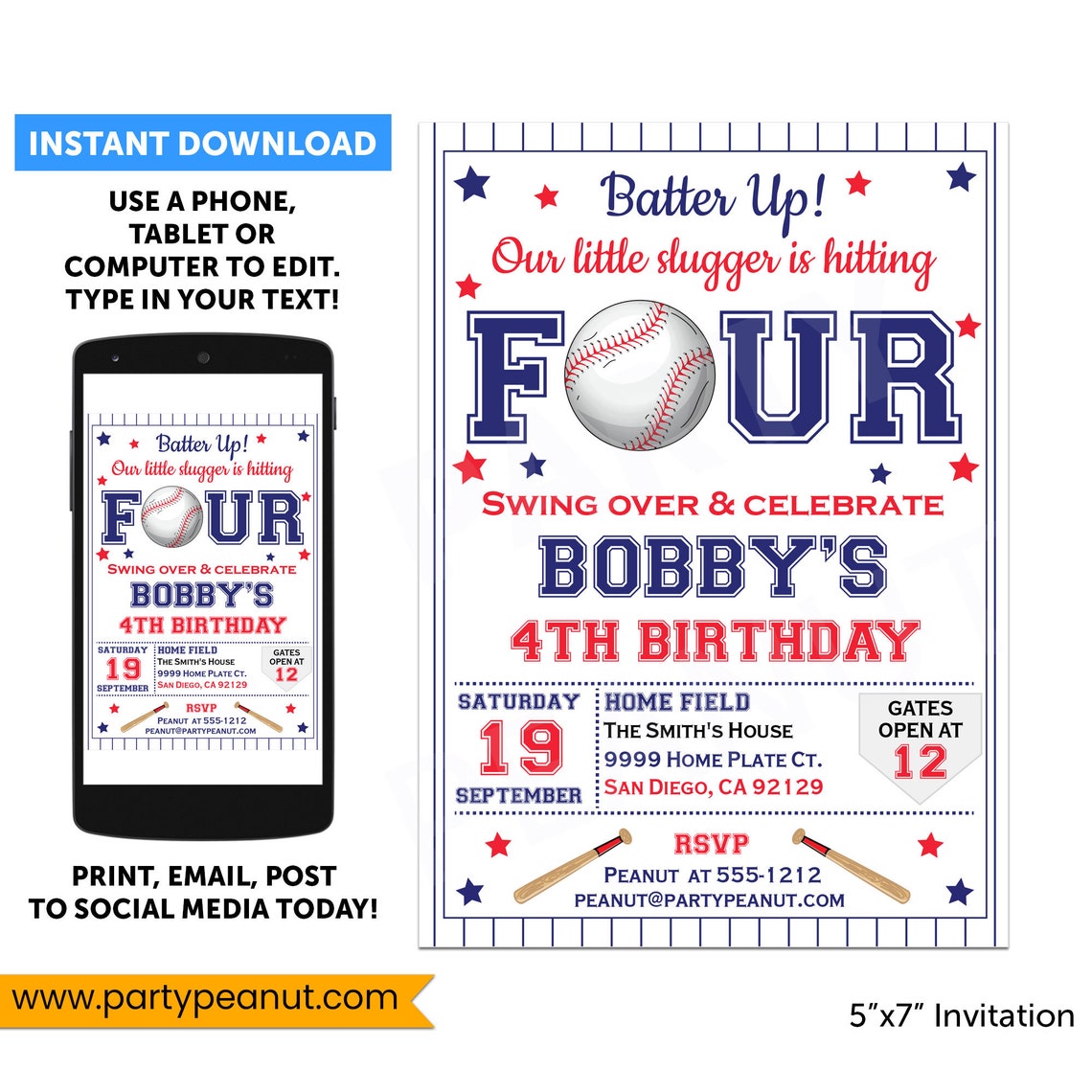 Baseball Invitation Baseball Birthday Invitation Baseball - Etsy