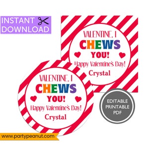 Valentine Tags Kids Gumball Bubble Gum School Valentine Class ...