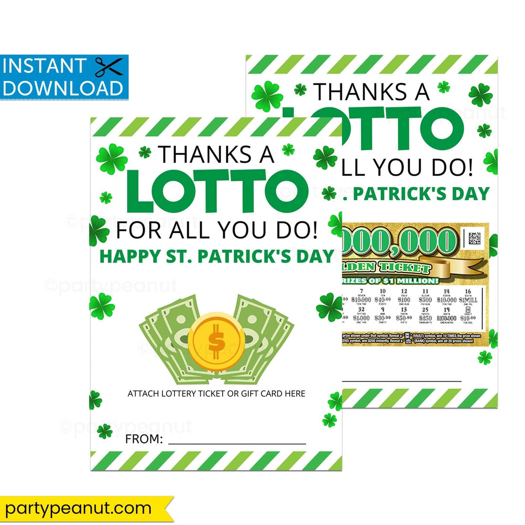 Lottery Ticket Holder, St. Patrick's Day Tag, Coworker Gift, Thanks A ...