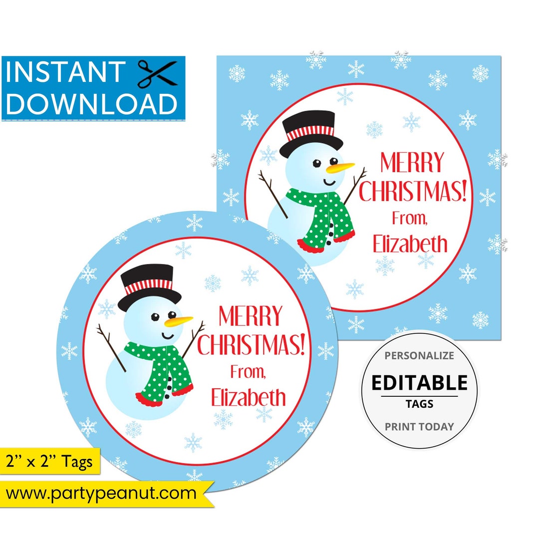 Snowman Gift Tags, Christmas Gift Tags, Christmas Teacher Gift, Kids ...