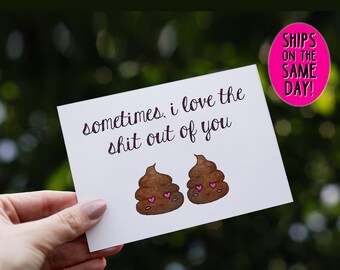 Valentines card poop | Etsy