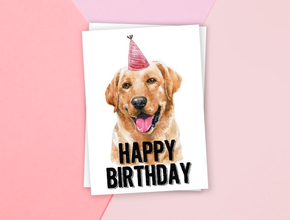 PRINTABLE Yellow Lab Birthday Card Happy Birthday Card Dog - Etsy