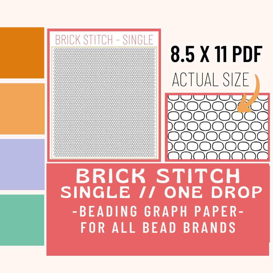 Brick Stitch Beading Graph Paper, Beading Pattern, Beading, Graphing ...